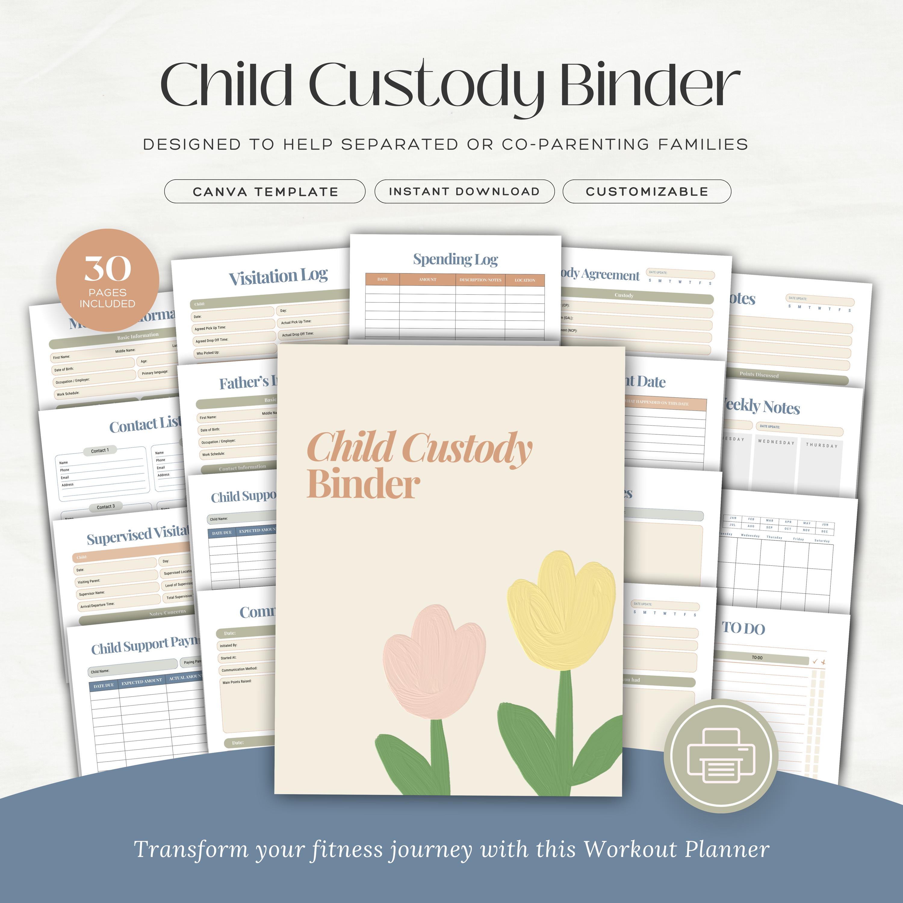 Child Custody Organizer Binder | Co-parenting Planner & Court ...