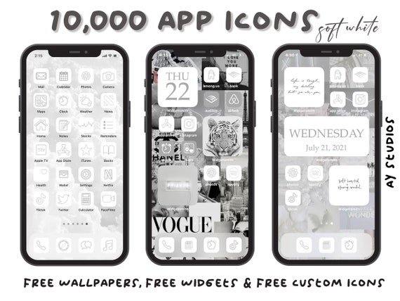 10000 Soft White Iphone IOS 14 App Icons Pack Icon - Etsy