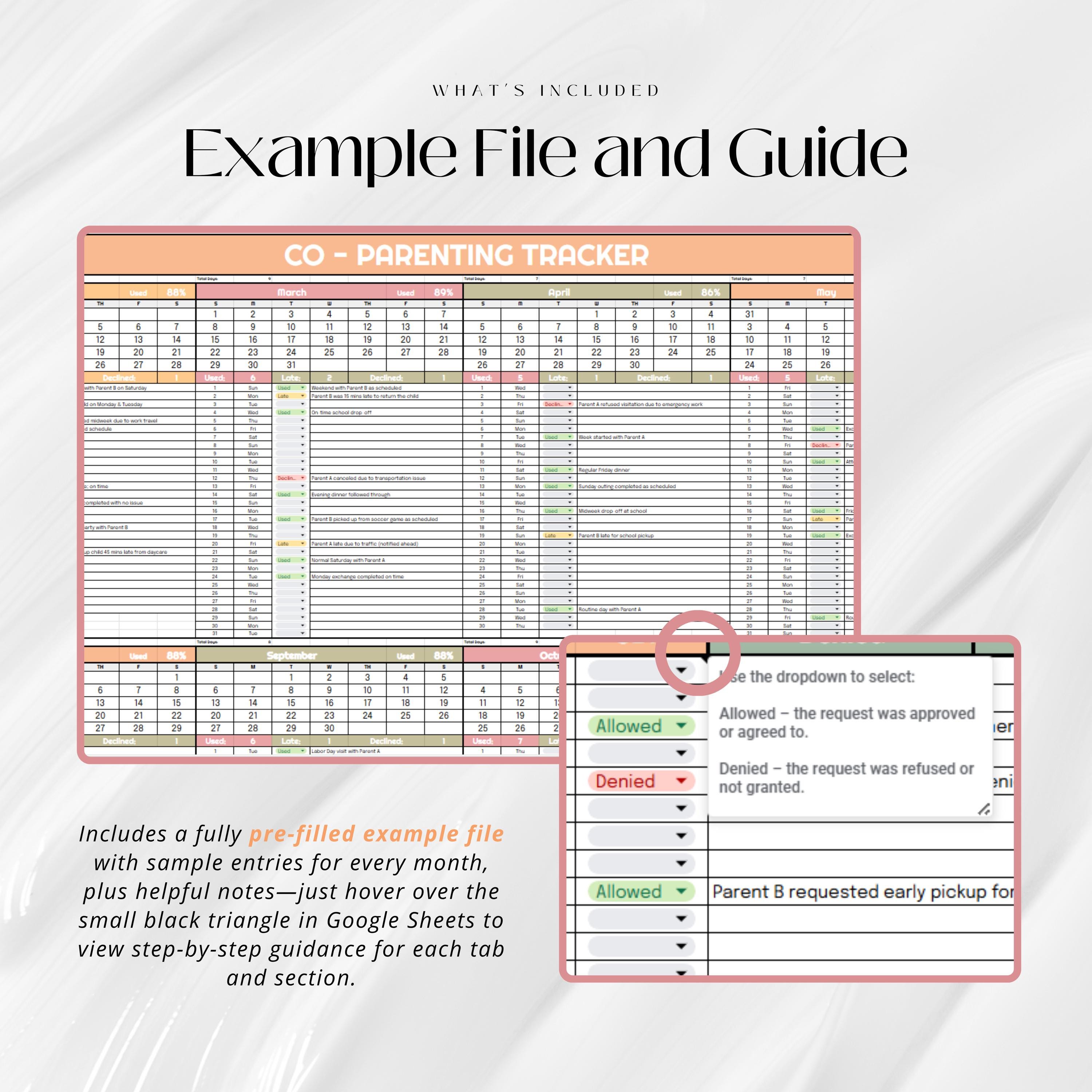 2026 Co-parenting Tracker Google Sheets | Custody Parenting Time ...