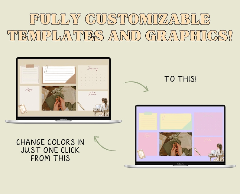 Editable Cottagecore Desktop Organizers | Wallpapers & Folder Icons ...