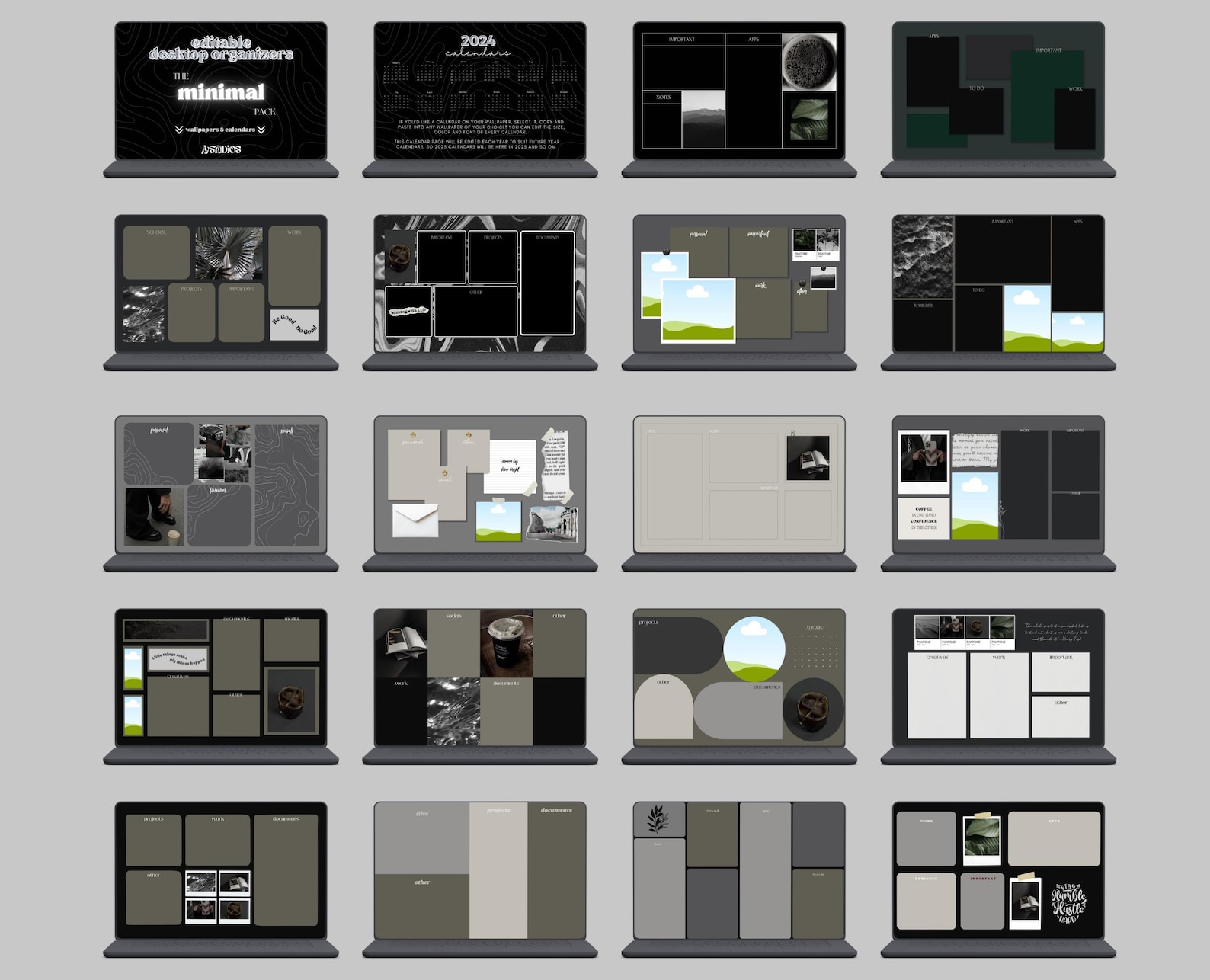 Editable Minimal Desktop Organizers | Desktop Wallpapers & Folder Icons ...