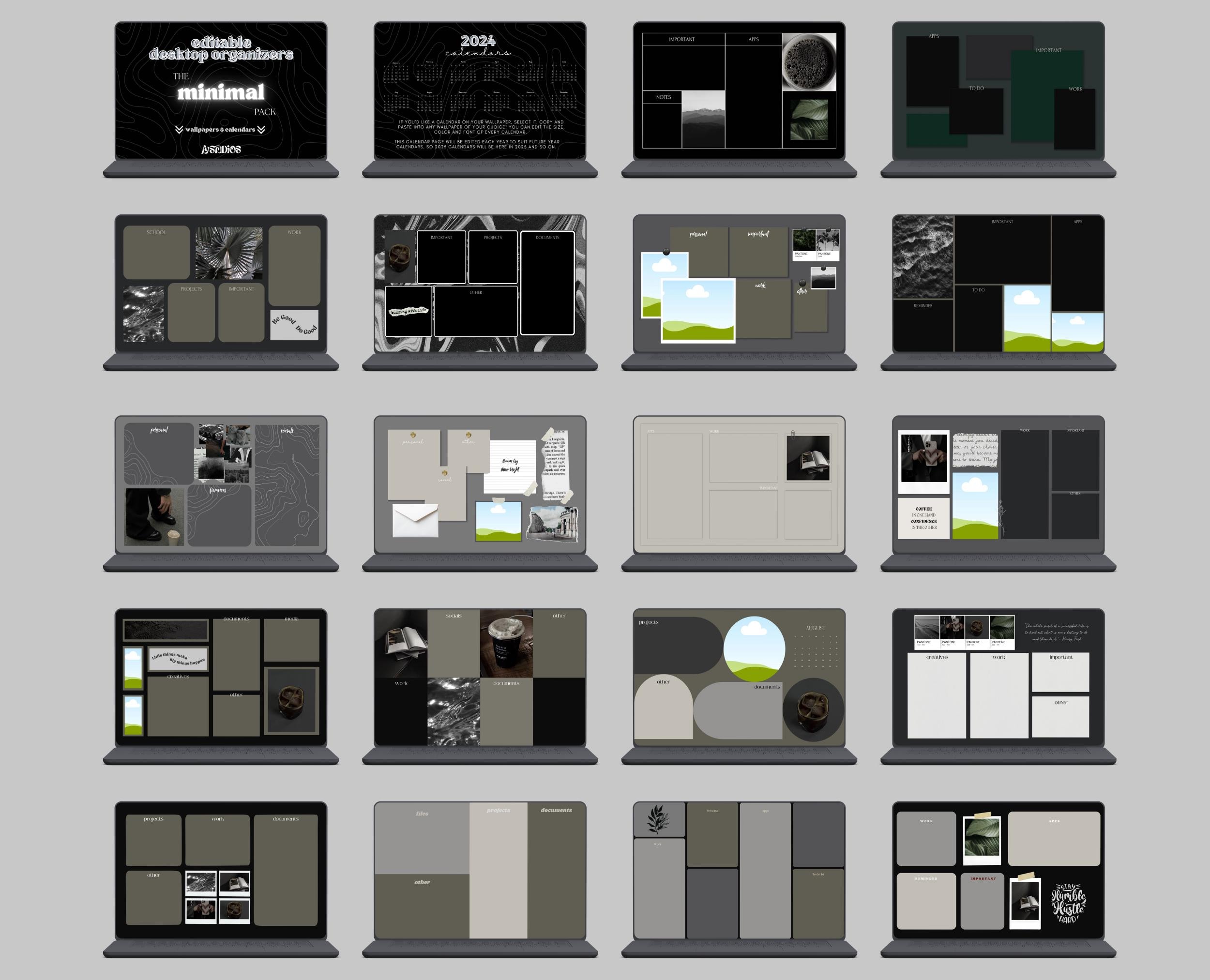 Editable Minimal Desktop Organizers | Desktop Wallpapers & Folder Icons ...