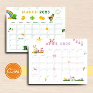 2025 Cute Calendar Printable, Kids Calendar 2025 Templates, Wall ...