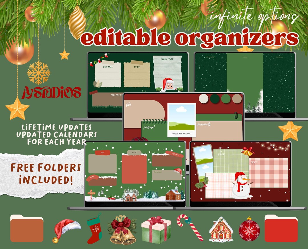 MEGA CHRISTMAS Collection Editable | Desktop Organizers | Laptop ...