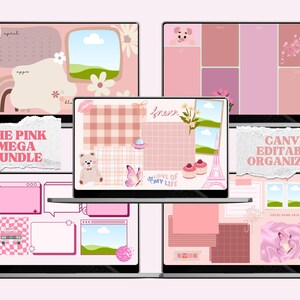 Editable Pink Desktop Organizers | Desktop Wallpapers & Folder Icons ...