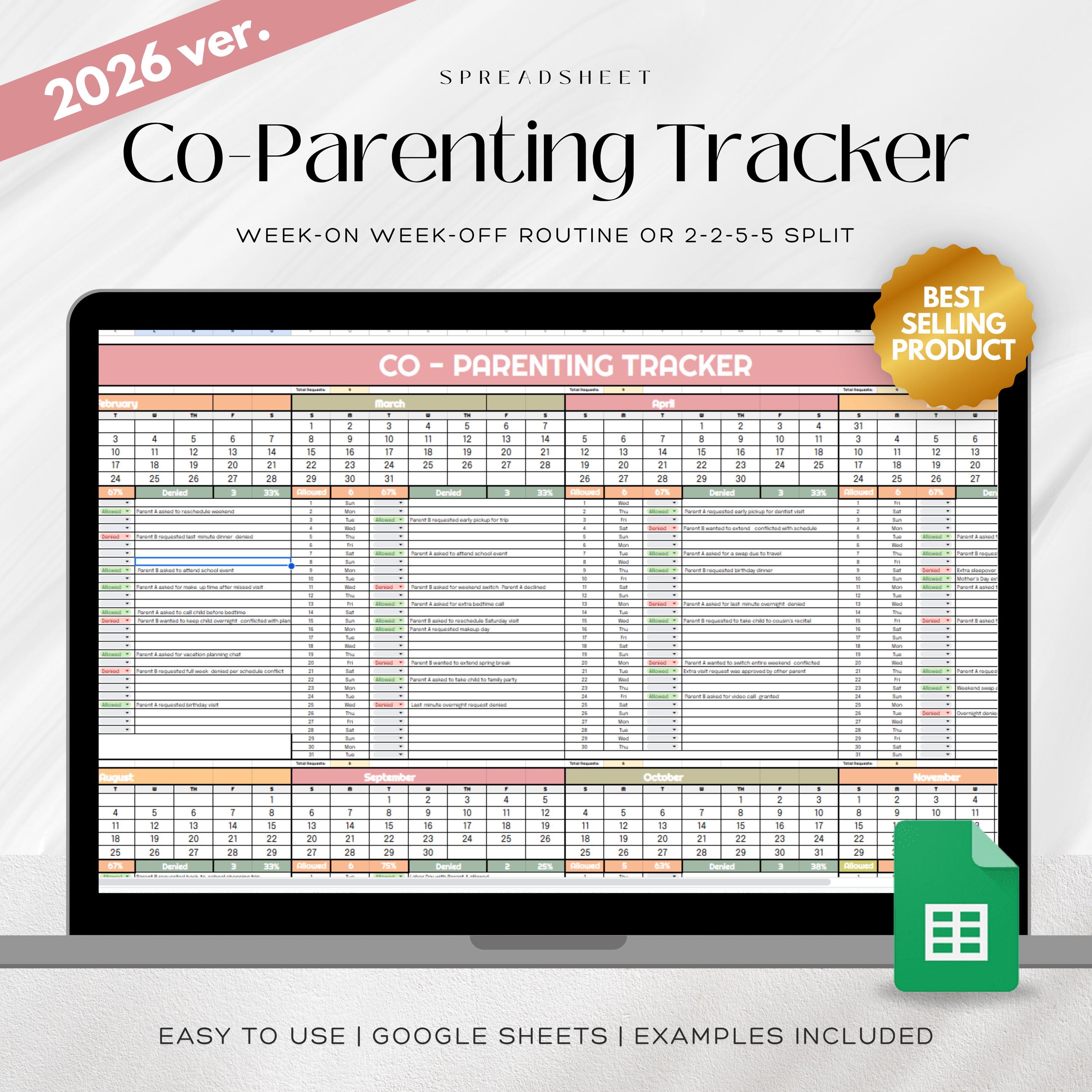 2026 Co-parenting Tracker Google Sheets | Custody Parenting Time ...