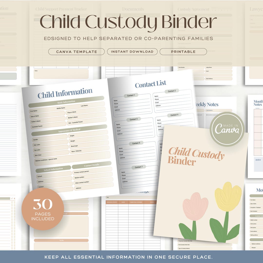 Child Custody Organizer Binder | Co-parenting Planner & Court ...