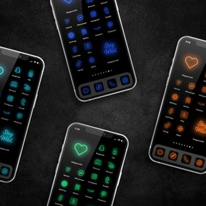 50,000+ MEGA NEON Ios Icons Pack Bundle | iPhone Ios 17 App Aesthetic ...