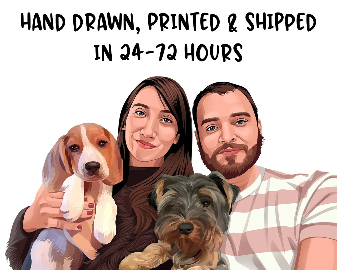 Custom Hand Drawn Cartoon Portrait, Christmas Gift, Vector Art, Custom ...