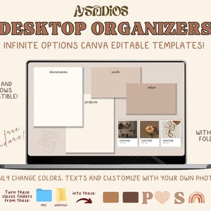 Editable Neutral Desktop Organizers | Desktop Wallpapers & Folder Icons ...