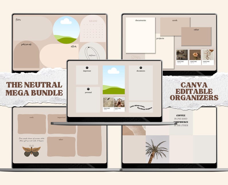 Editable Neutral Desktop Organizers | Desktop Wallpapers & Folder Icons ...