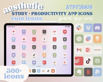 Aesthetic Study and Productivity App Icon Pack 100 Cute Hand Drawn ...