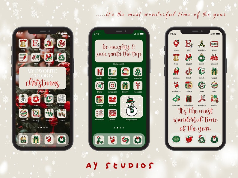 HAND-MADE CHRISTMAS App Icons Festive Season Personalized | Etsy