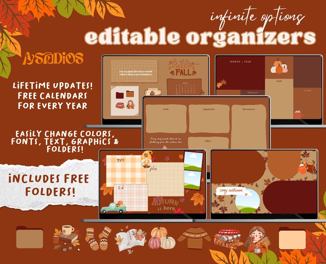 Editable MEGA Fall Collection | Desktop Organizer Bundle | Laptop ...