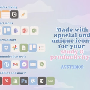 Aesthetic Study & Productivity Icon Pack | 300+ Pastel Ios and Android ...