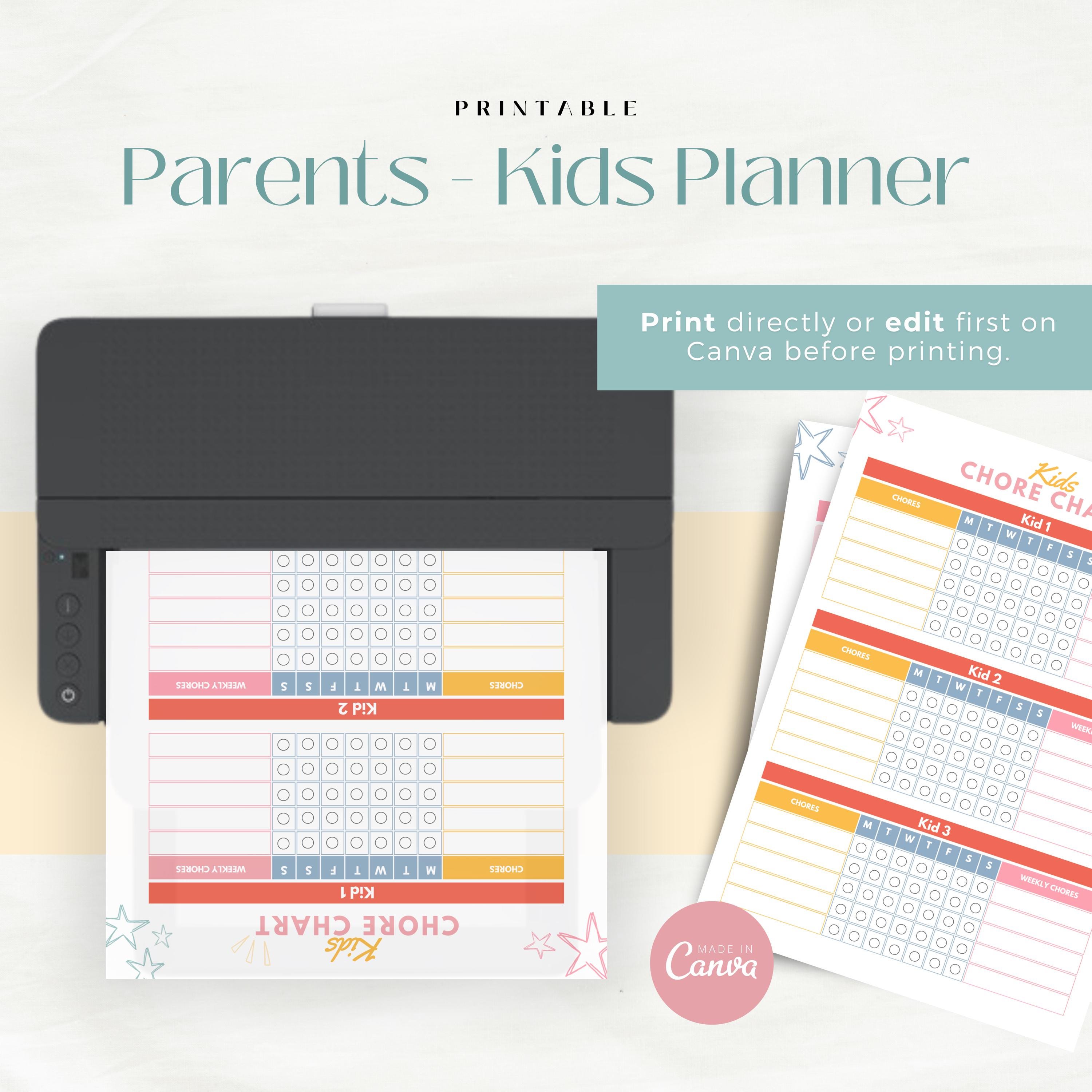 Parents Kids Planner | Family Routine Chore Charts | Daily Schedule ...
