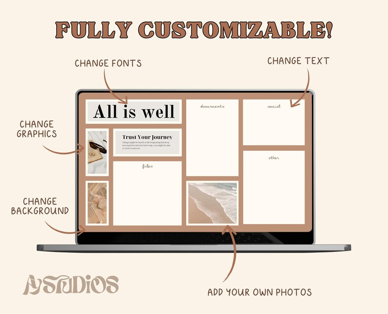 Editable Neutral Desktop Organizers | Desktop Wallpapers & Folder Icons ...