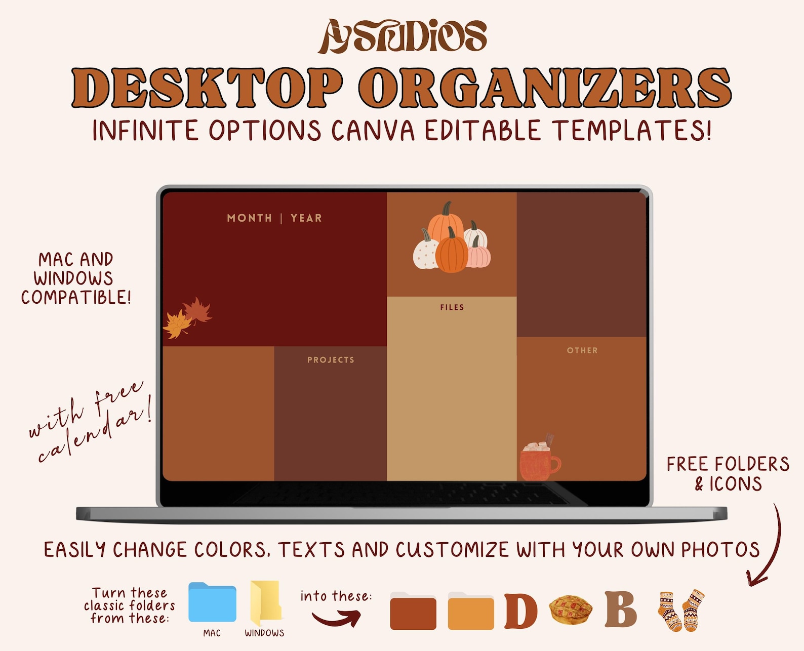 Editable MEGA Fall Collection | Desktop Organizer Bundle | Laptop ...