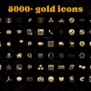 5000+ Gold iPhone Ios 18 App Icons Pack | Gold Icon Aesthetic Black ...