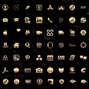5000+ Gold iPhone Ios 18 App Icons Pack | Gold Icon Aesthetic Black ...