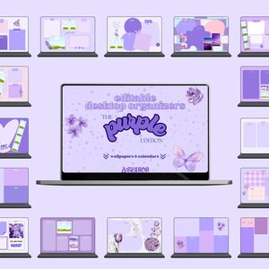 Editable Purple Desktop Organizers Desktop Wallpapers & Folder Icons ...