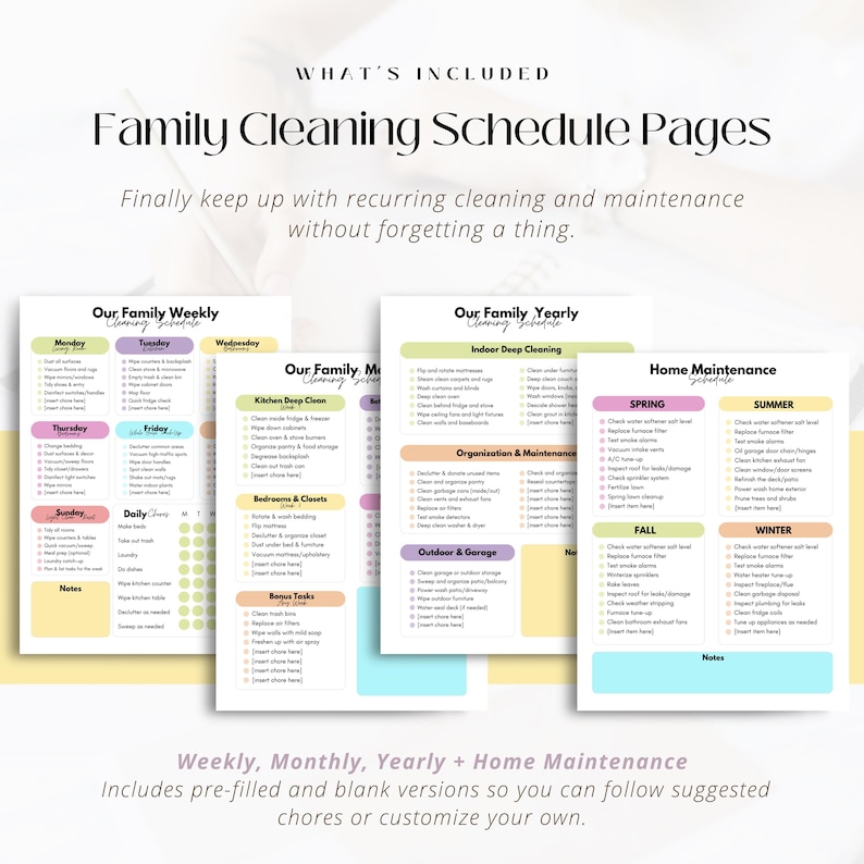 ADHD Cleaning Planner Bundle | Printable Chore Chart | Editable Daily ...