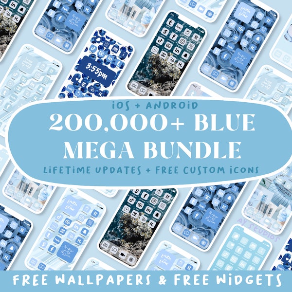 Blue App Icons Android - Etsy UK