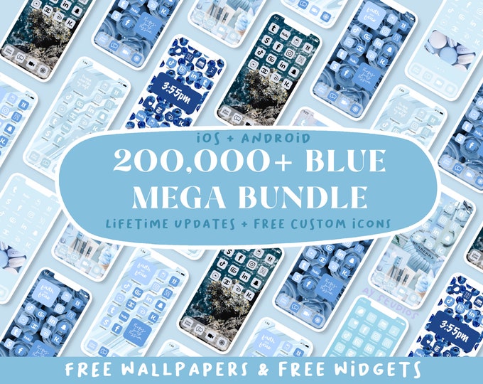 63 App Icon Pack / Blue Mystery / Wallpapers & Widgets / Pixel / Ios ...
