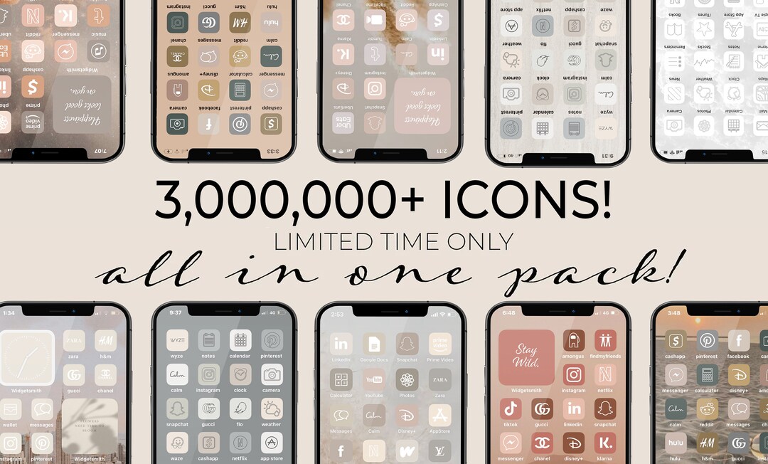 3,000,000 High Resolution Ios 16 Icons Pack Mega Bundle iPhone IOS 14 ...