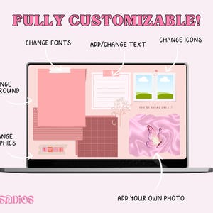 Editable Pink Desktop Organizers | Desktop Wallpapers & Folder Icons ...