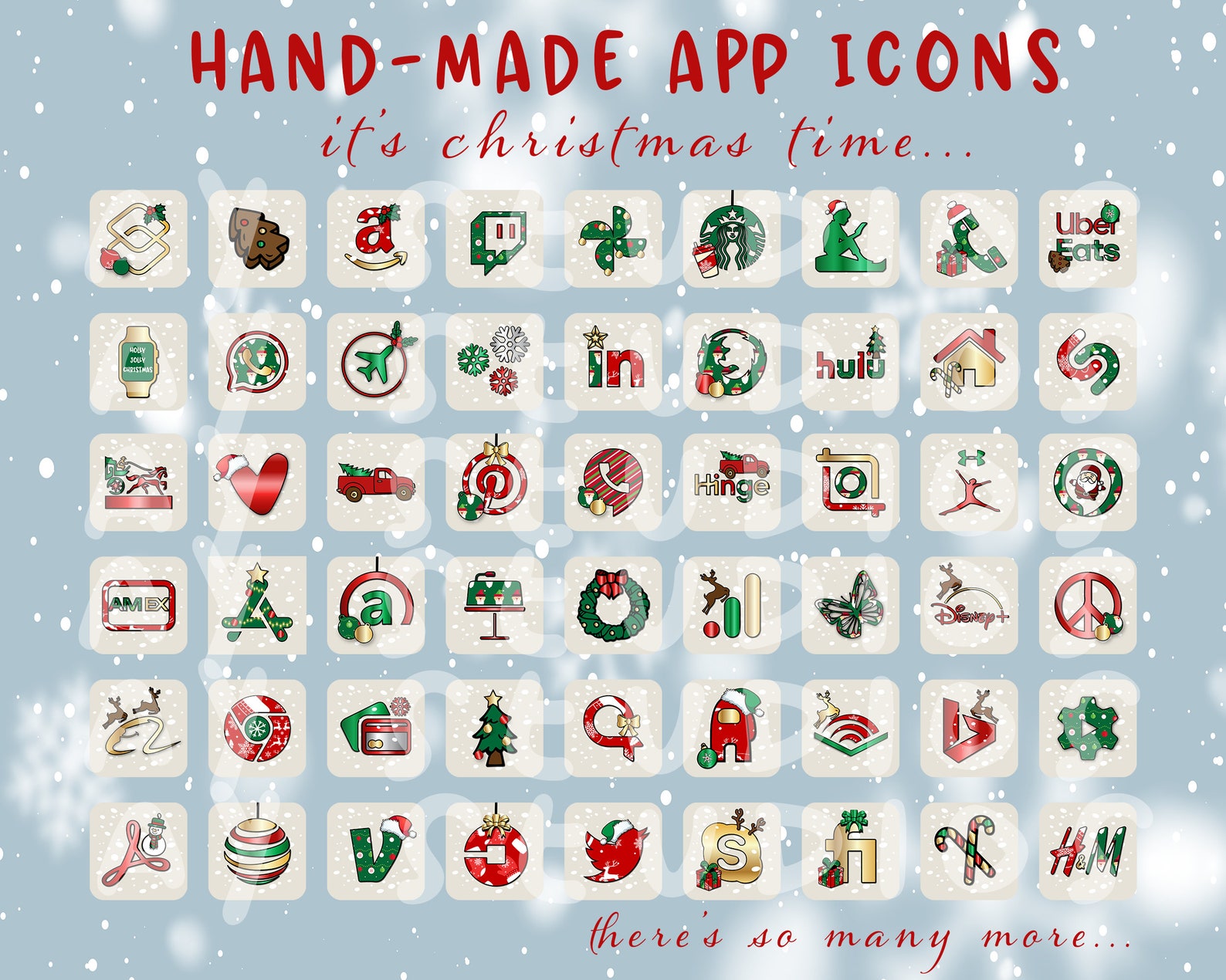 HAND-MADE CHRISTMAS App Icons Festive Season Personalized | Etsy