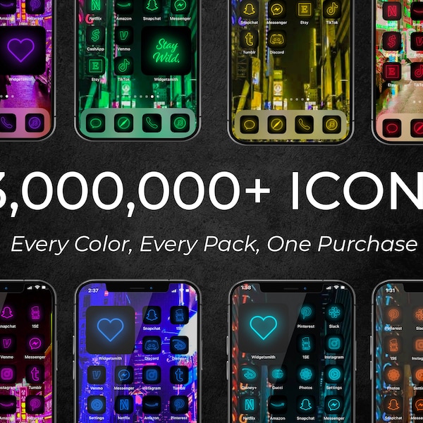 Neon App Icons - Etsy