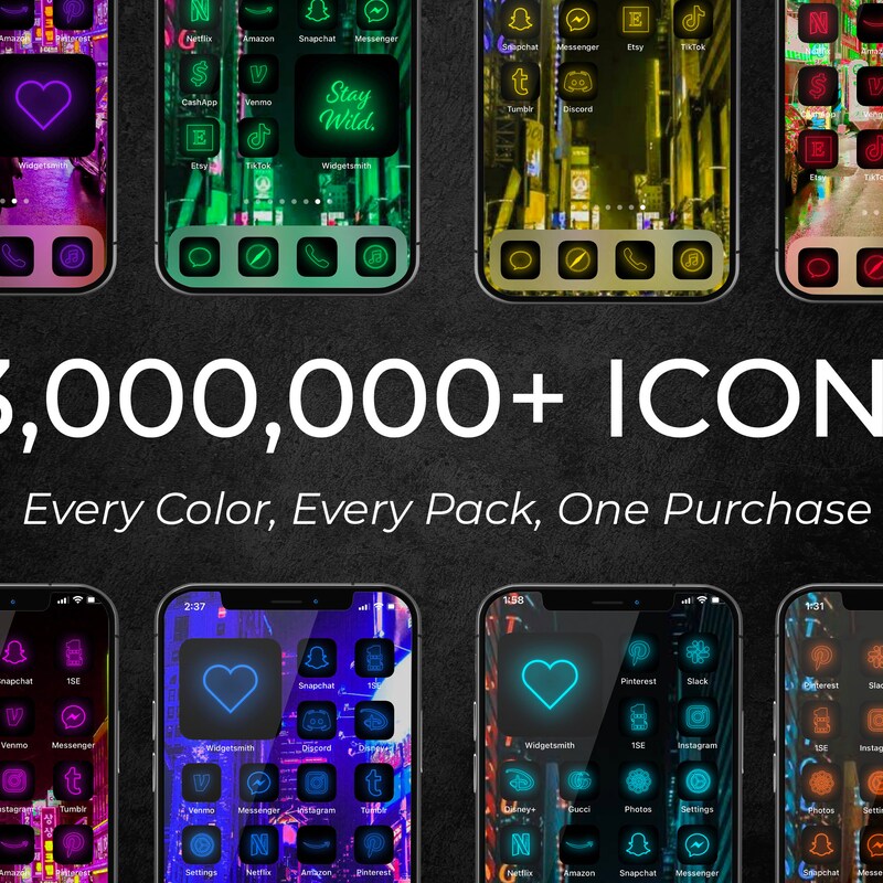 Neon App Icons - Etsy