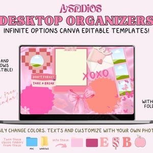 Editable Pink Desktop Organizers | Desktop Wallpapers & Folder Icons ...