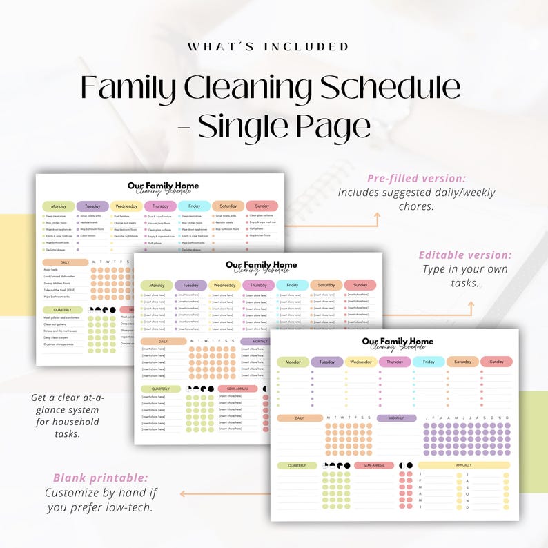 ADHD Cleaning Planner Bundle | Printable Chore Chart | Editable Daily ...