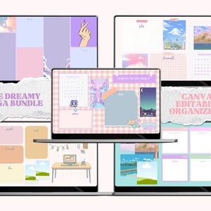 Editable Dreamy Pastel Desktop Organizers | Wallpapers & Folder Icons ...