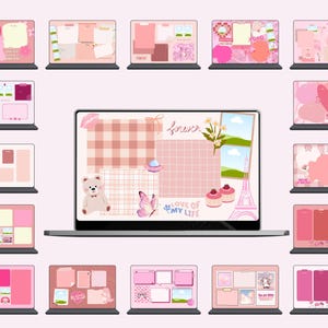 Editable Pink Desktop Organizers | Desktop Wallpapers & Folder Icons ...