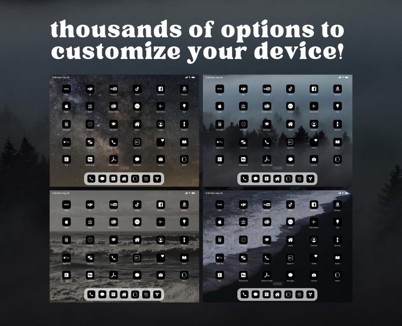 Black White Custom App Icons Pack | 5,000 Minimal Aesthetic Ios 18 ...
