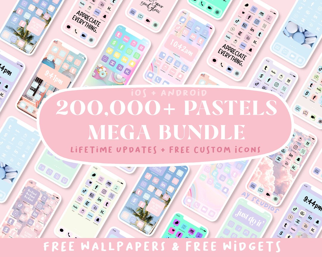 200000 PASTELS MEGA BUNDLE Neon Icons Aesthetic Ios14 - Etsy