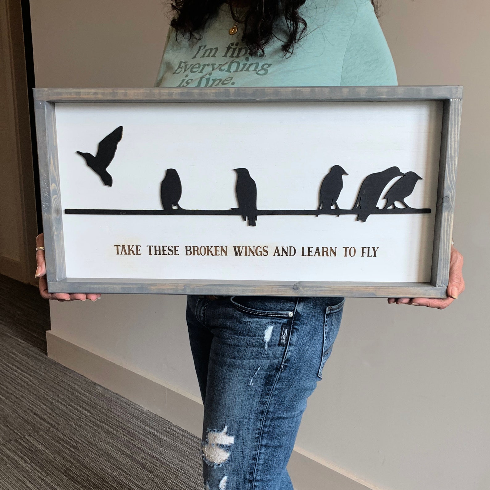 Learn to Fly Sign / Black Birds / Wood Farmhouse Style Sign / | Etsy