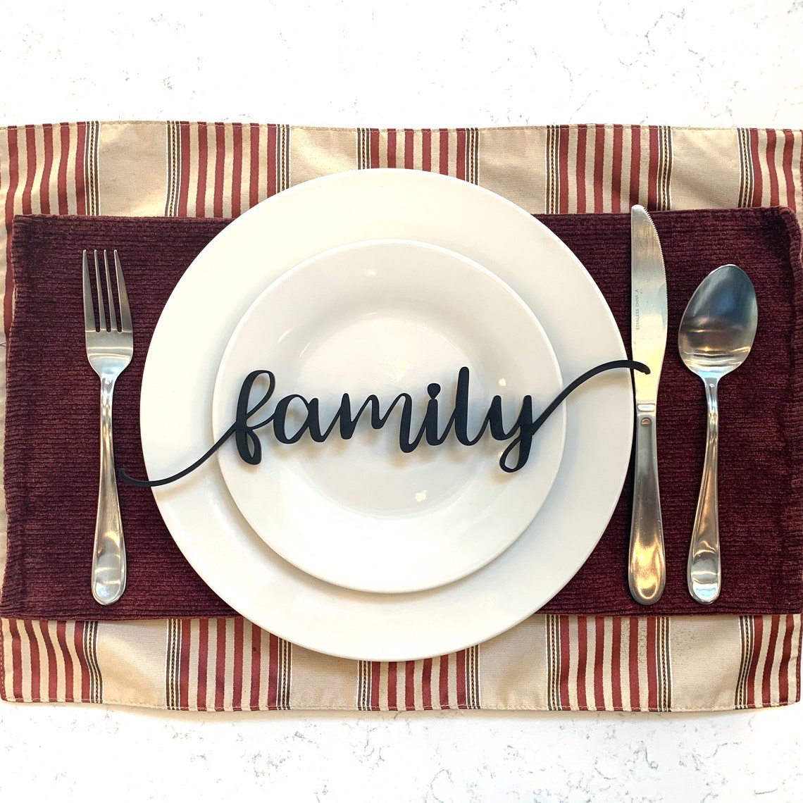 Set of 4 Table Place Setting Words Holiday Table Decor Wood Laser ...