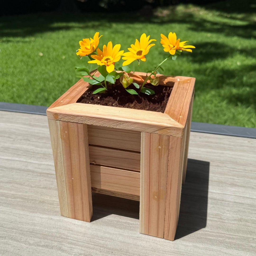 Mini Cedar Planter Box | Rustic Handmade | Indoor Outdoor Decor ...