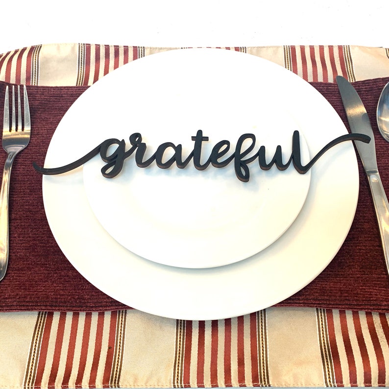 Set of 4 Table Place Setting Words Holiday Table Decor Wood Laser ...