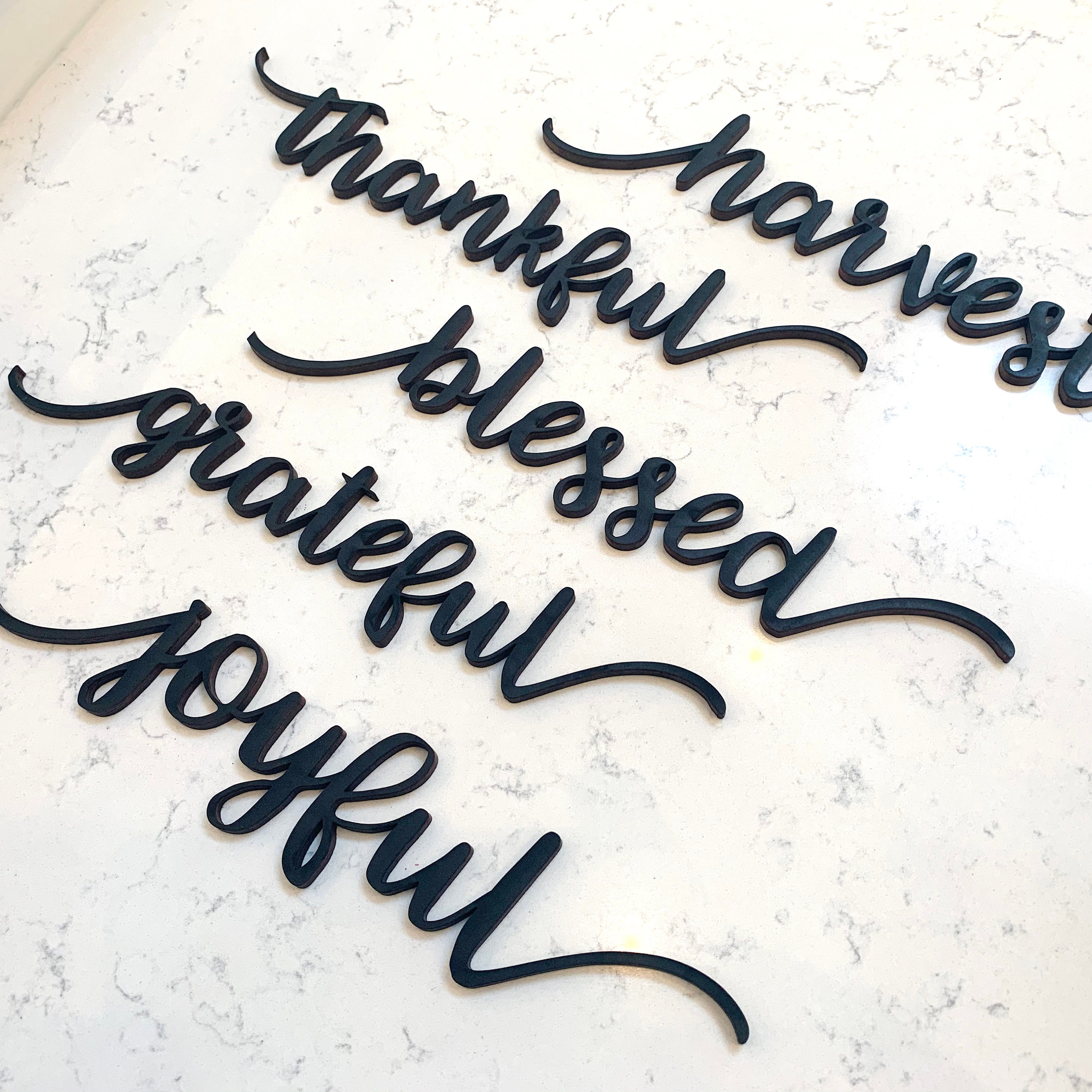 Set of 4 Table Place Setting Words Holiday Table Decor Wood Laser ...