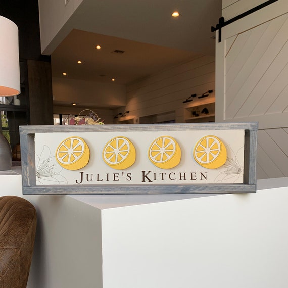 Lemon Kitchen Name Sign / Farmhouse Decor / 6 X 20 Farmhouse | Etsy