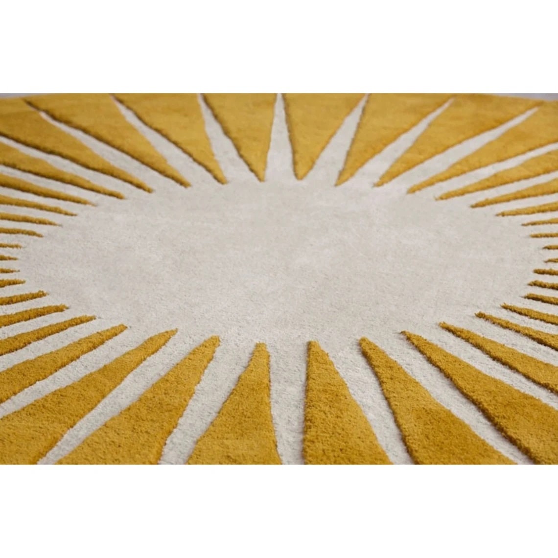 Gold Round Hand Tuft Modern Rug 100% Wool Tufted Rug 4x4 Round/circle ...