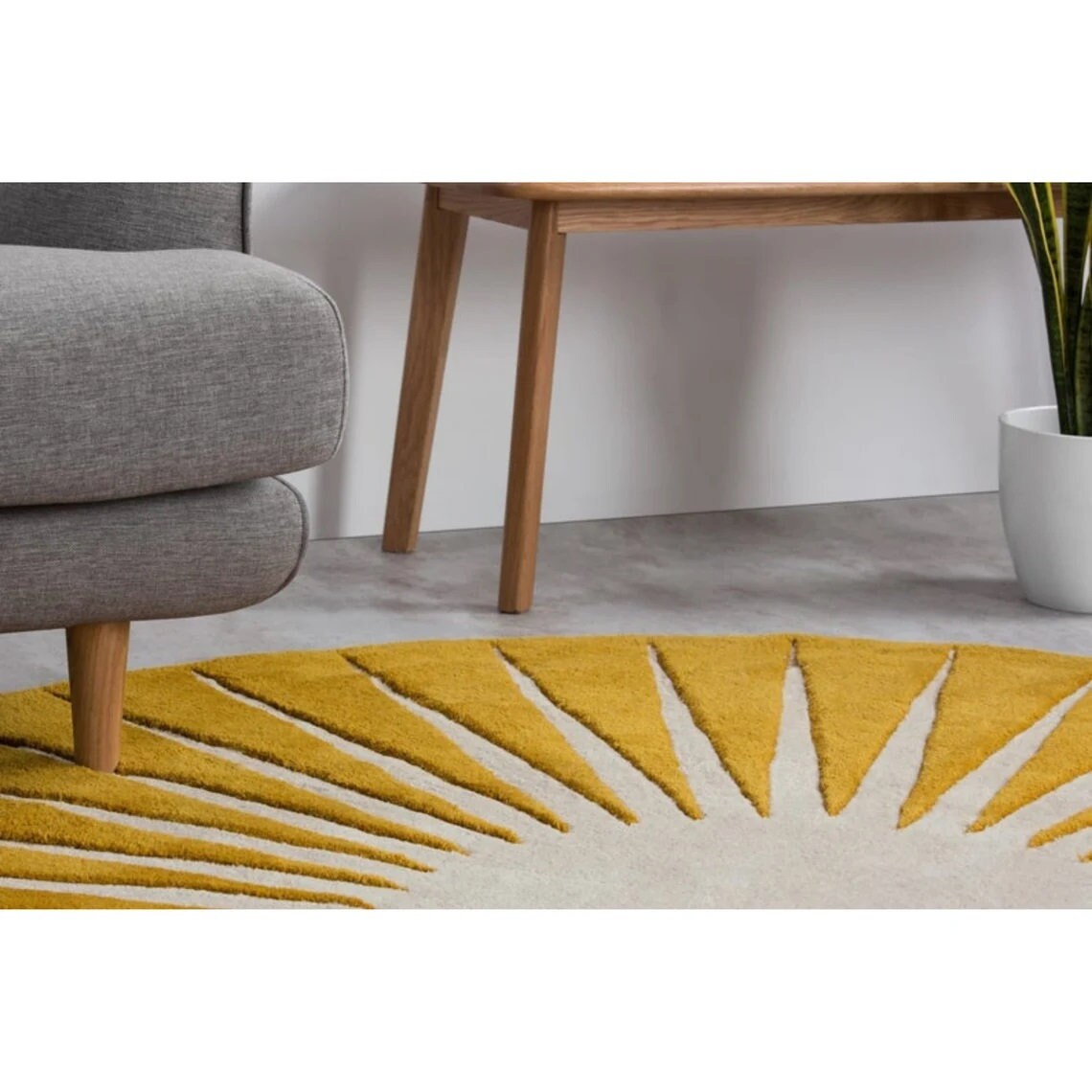 Gold Round Hand Tuft Modern Rug 100% Wool Tufted Rug 4x4 Round/circle ...