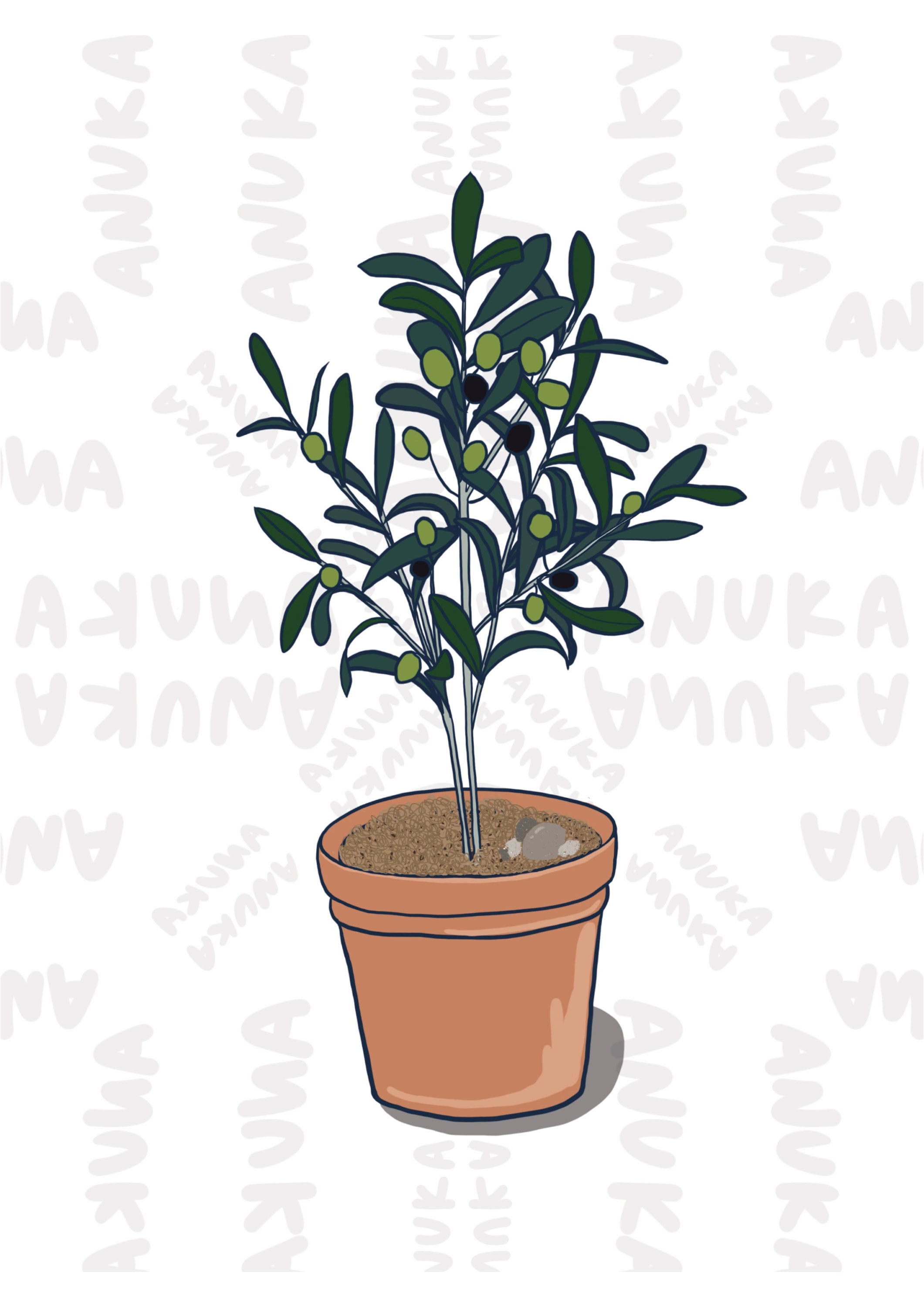 Digital Download | Olive Tree Illustration,olive Tree Wall Art ...