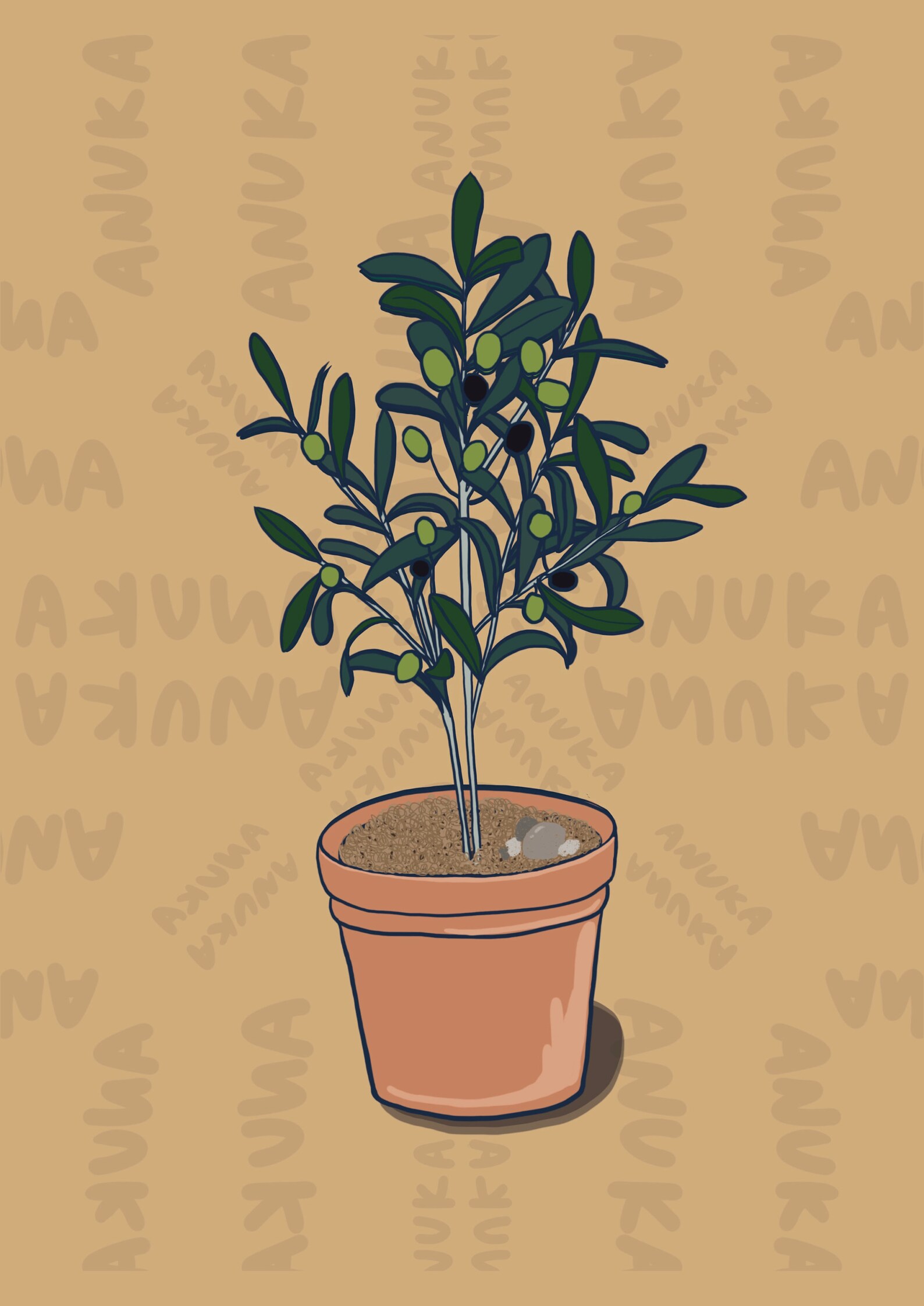 Digital Download | Olive Tree Illustration,olive Tree Wall Art ...