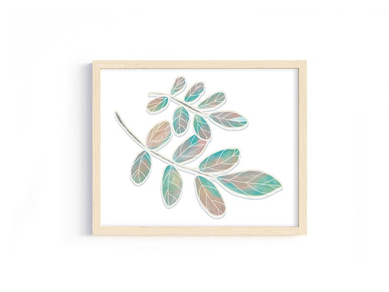 Digital Download Leaf Drawing, Digital Print, Leaf Wall Art, Leaf ...